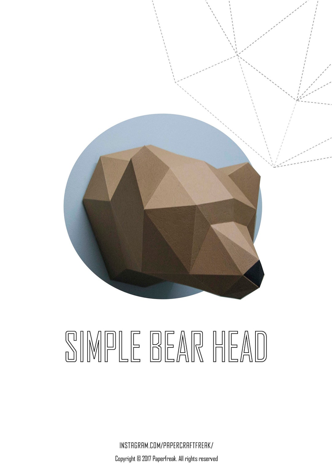 Papercraft 3D SIMPLE BEAR HEAD Pepakura Pdf Template Low Polygonal ...
