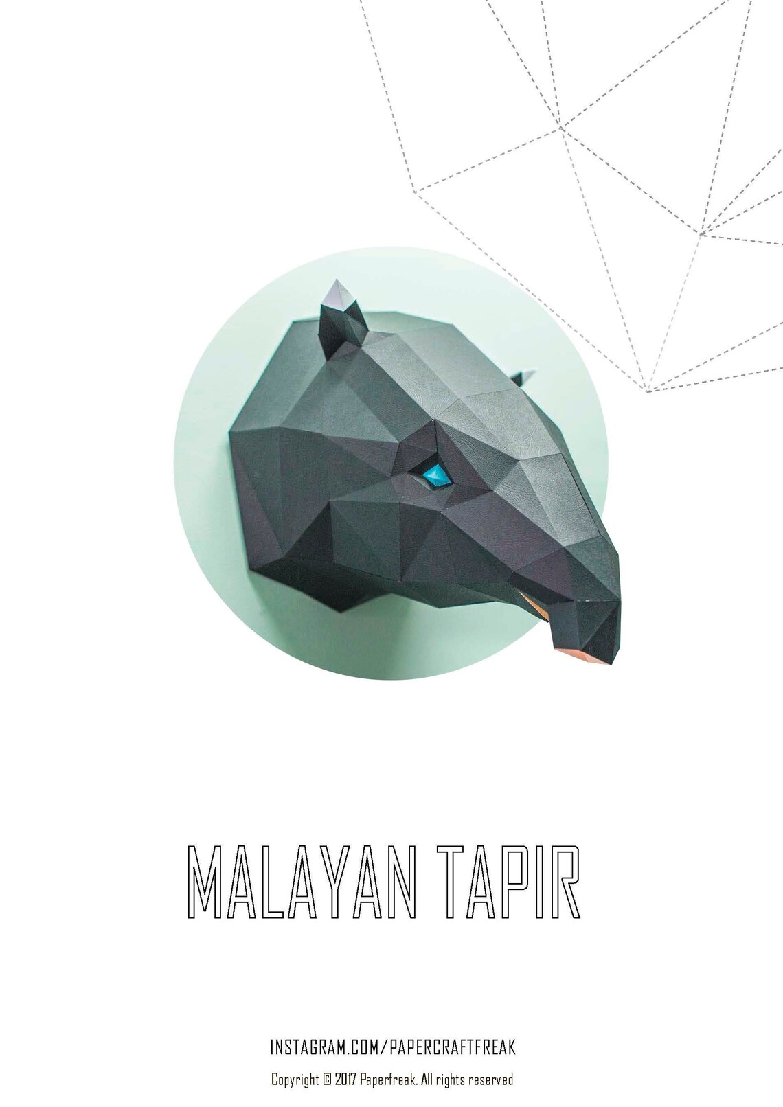 Papercraft 3D MALAYAN TAPIR Head Pepakura Pdf Template - Etsy