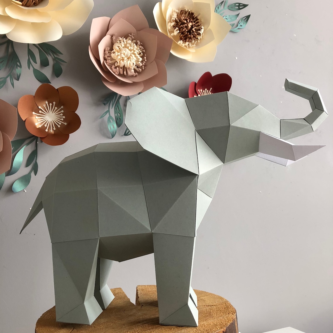 Papercraft 3D ELEPHANT SMALL Low Poly Paper Sculpture DIY Gift | Etsy