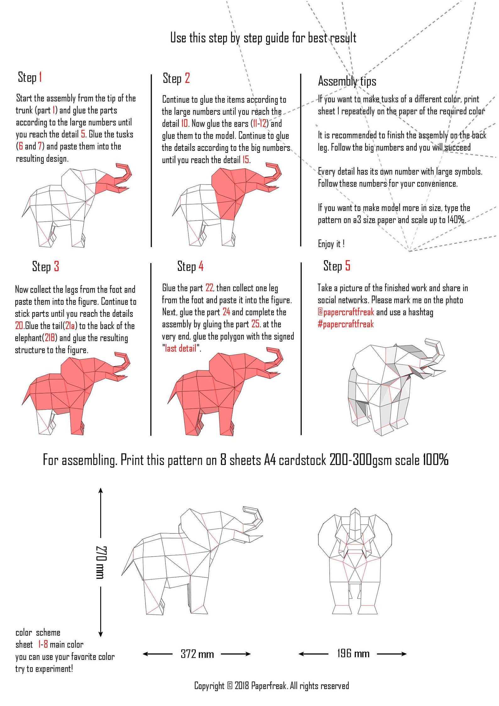 Papercraft 3D AFRICA ANIMAL 4 in 1 Elephant Rhino Gorilla - Etsy