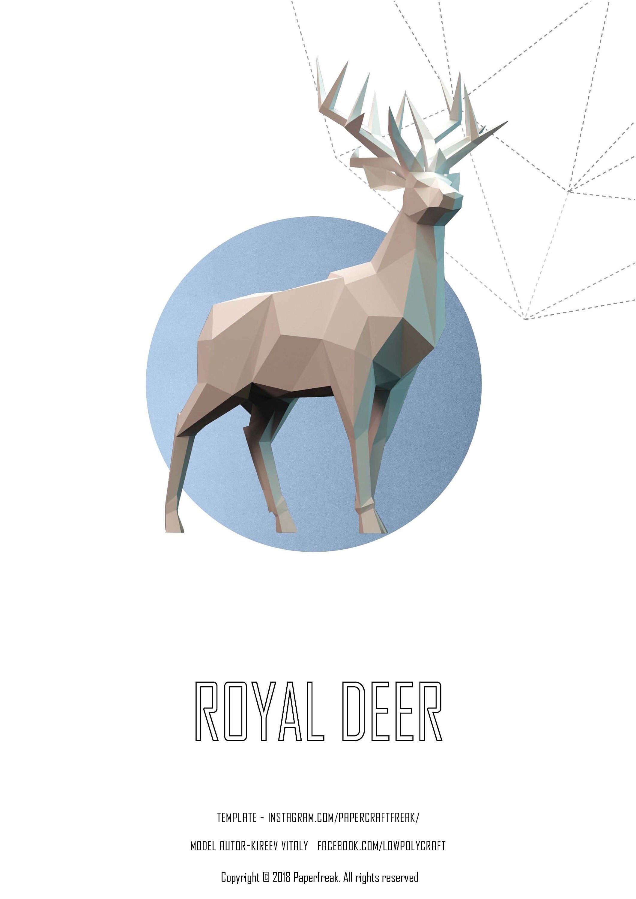 Papercraft 3D ROYAL DEER pepakura Pdf paperfreak template Low - Etsy España
