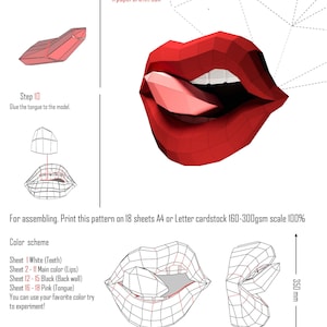 Papercraft 3D LIPS MOUTH With TONGUE Pepakura Pdf Rolling Stones ...