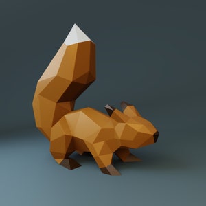 Papercraft 3d SQUIRREL 3D Type 1 Low Poly Paper Sculpture Diy Gift ...