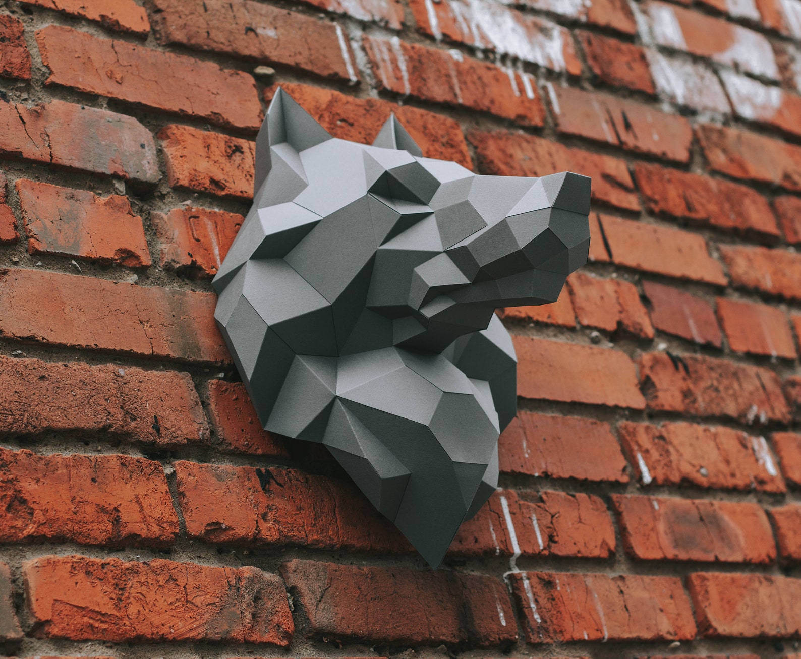 Papercraft 3D WOLF HEAD New Low Poly Paper Sculpture Diy Gift Decor for ...