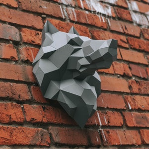 Papercraft 3D WOLF HEAD New Low Poly Paper Sculpture Diy Gift Decor for ...