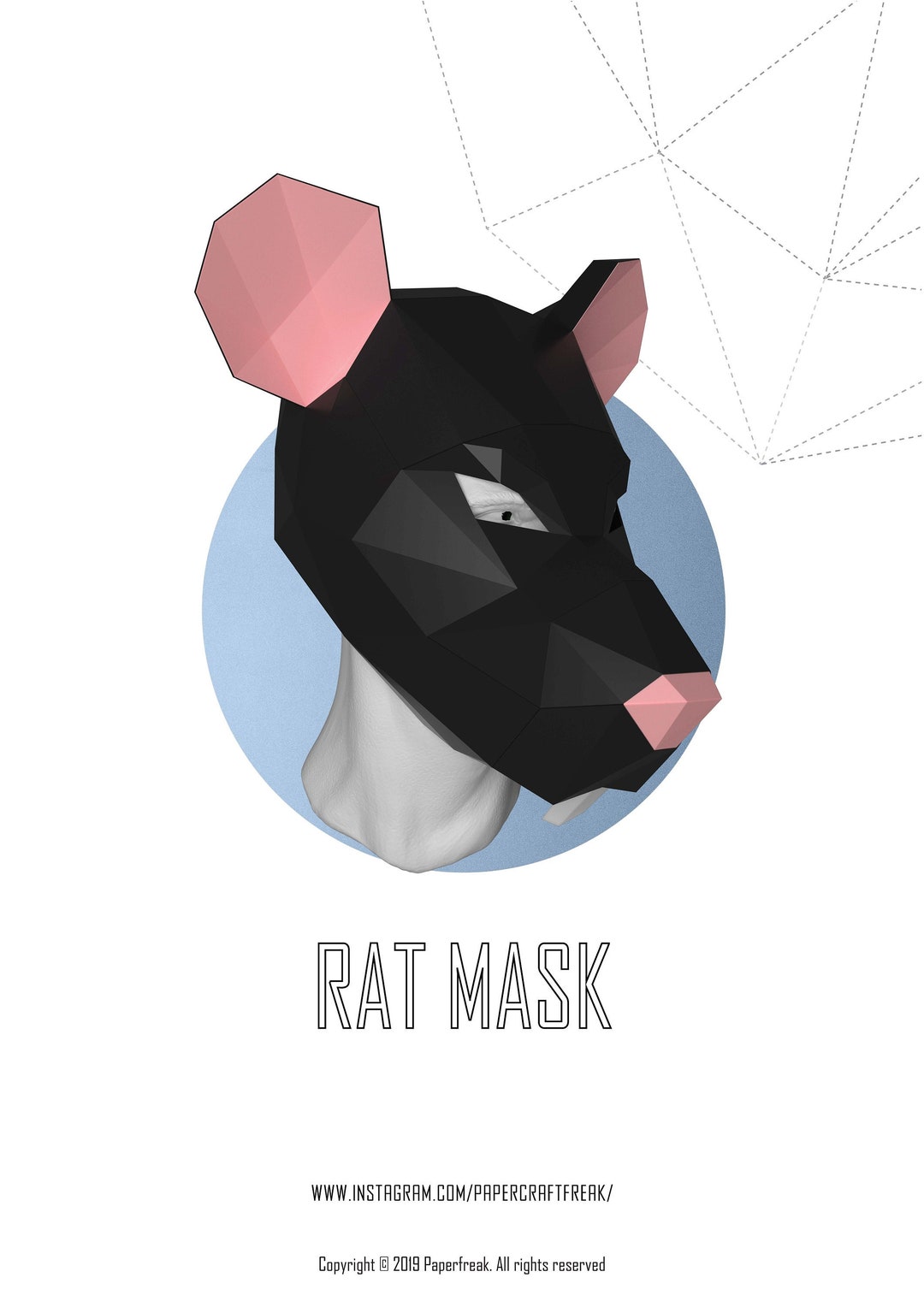 Papercraft 3D MOUSE RAT MASK Halloween Pepakura Art Kinky Party Low ...