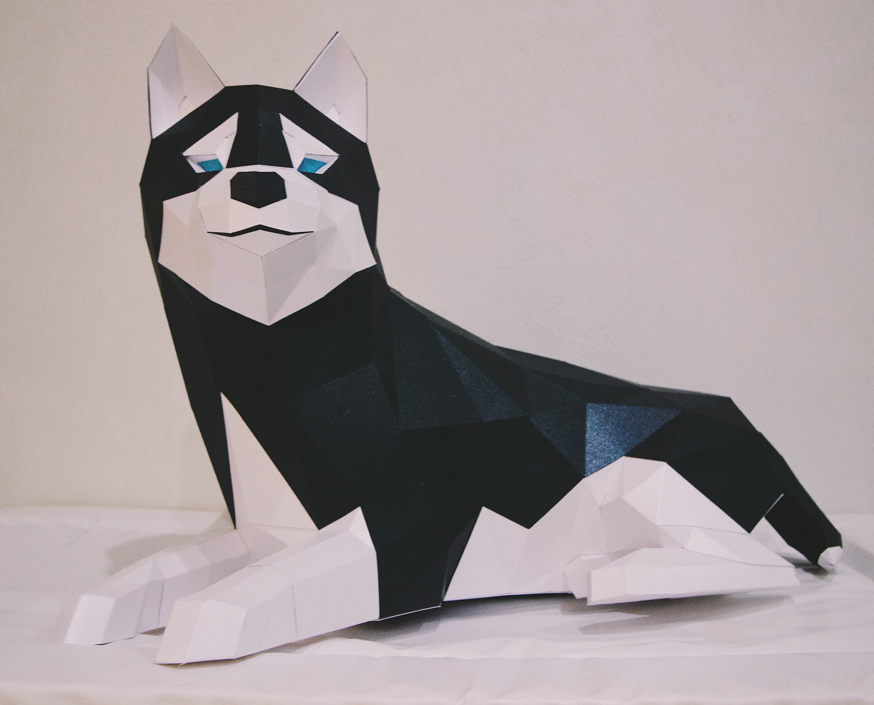Papercraft 3D LYING HUSKY DOG Puppy Pepakura Pdf Template Low - Etsy