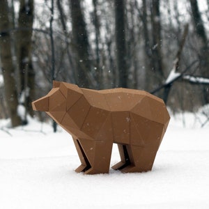 Papercraft 3D Simple BEAR FIGURE Small Size Pepakura Pdf Template Low ...