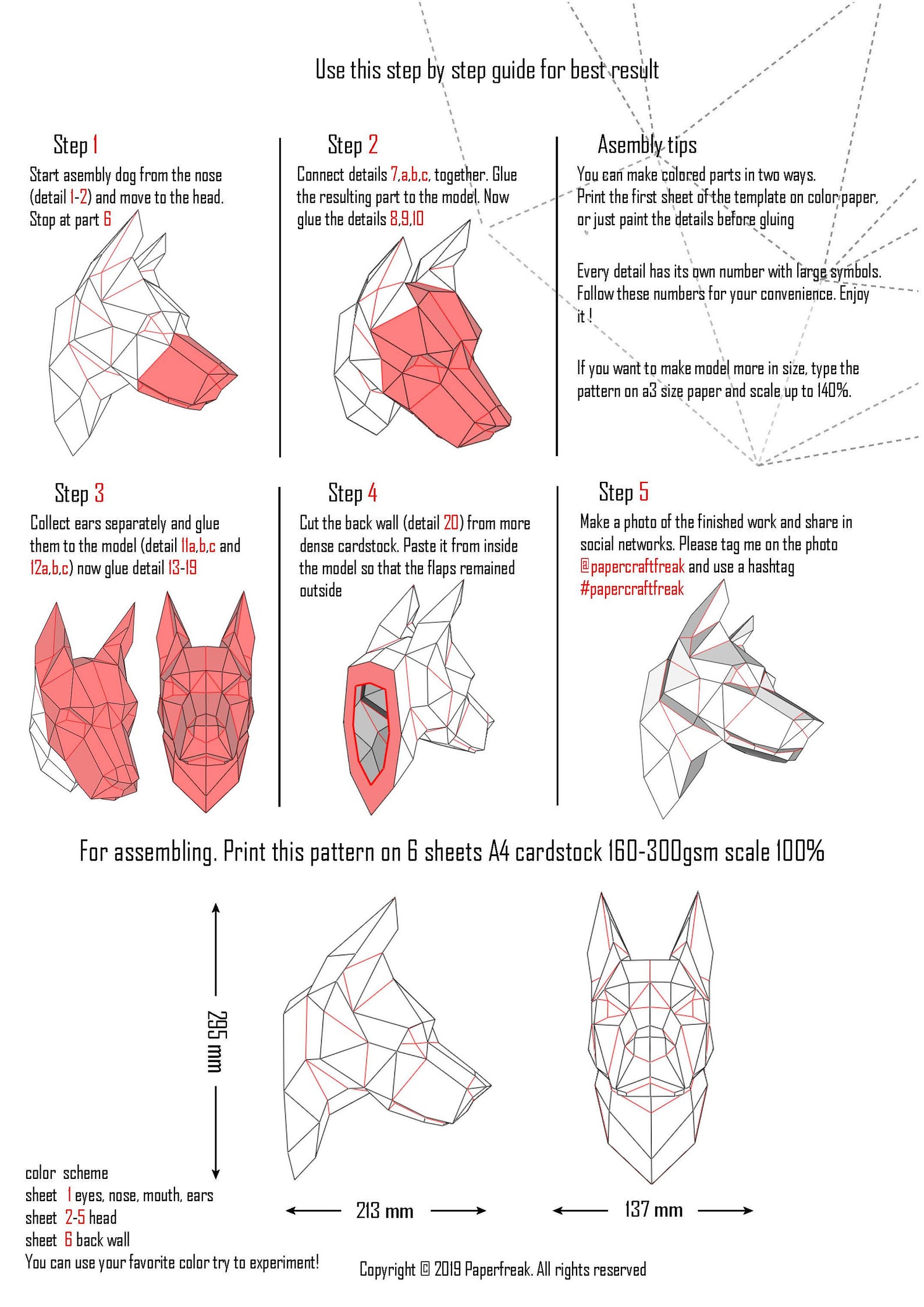 Papercraft 3d DOBERMAN DOG HEAD Old Low Poly Paper Sculpture - Etsy