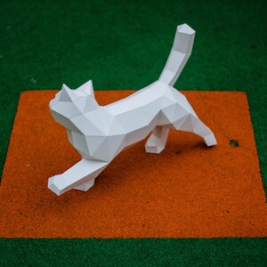 Papercraft 3D WALKING CAT Pepakura Gift Kitty Lover Cute Animal Low ...