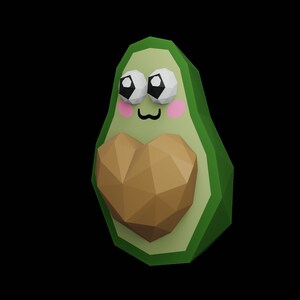 Papercraft 3D AVOCADO LOVER GIFT Low Poly Paper Sculpture Diy Heart ...