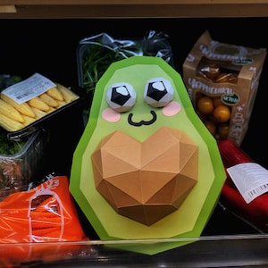 Papercraft 3D AVOCADO LOVER GIFT Low Poly Paper Sculpture Diy Heart ...