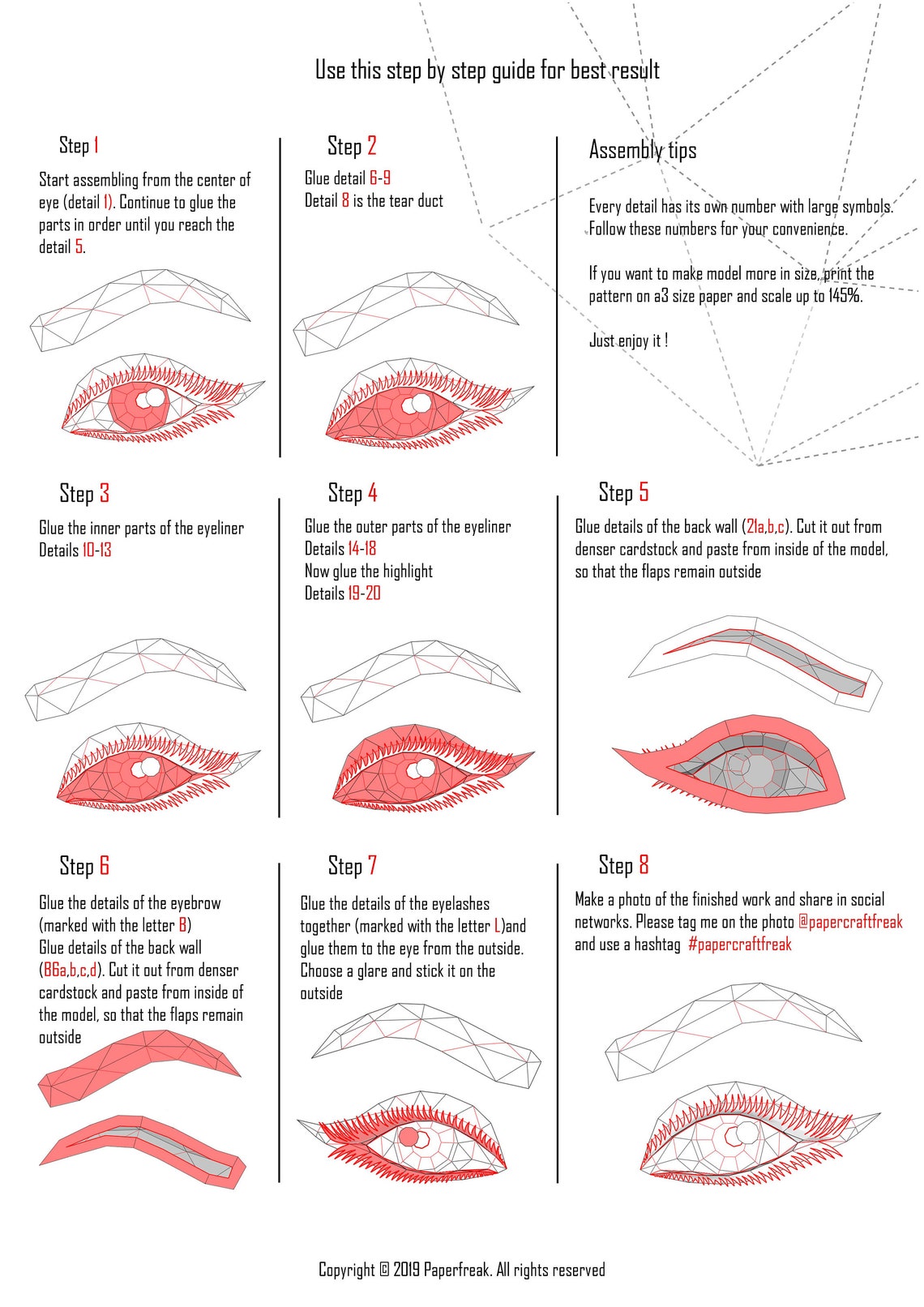 Papercraft 3D MAKEUP SMOKEY EYE Pepakura Low Polygonal Paper - Etsy