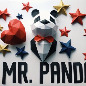 Papercraft 3D PANDA BEAR in SUIT Pepakura Low Poly Paper Sculpture Diy ...