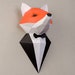 Papercraft 3D FOX IN SUIT Pepakura Low Poly Paper Sculpture Decor Foxy ...