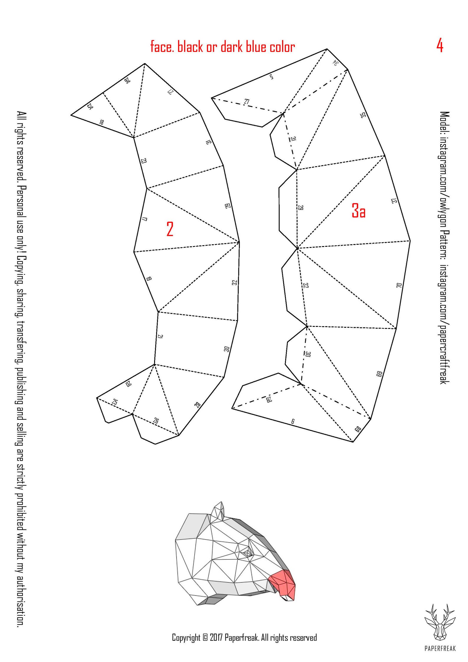 Papercraft 3D MALAYAN TAPIR Head Pepakura Pdf Template - Etsy