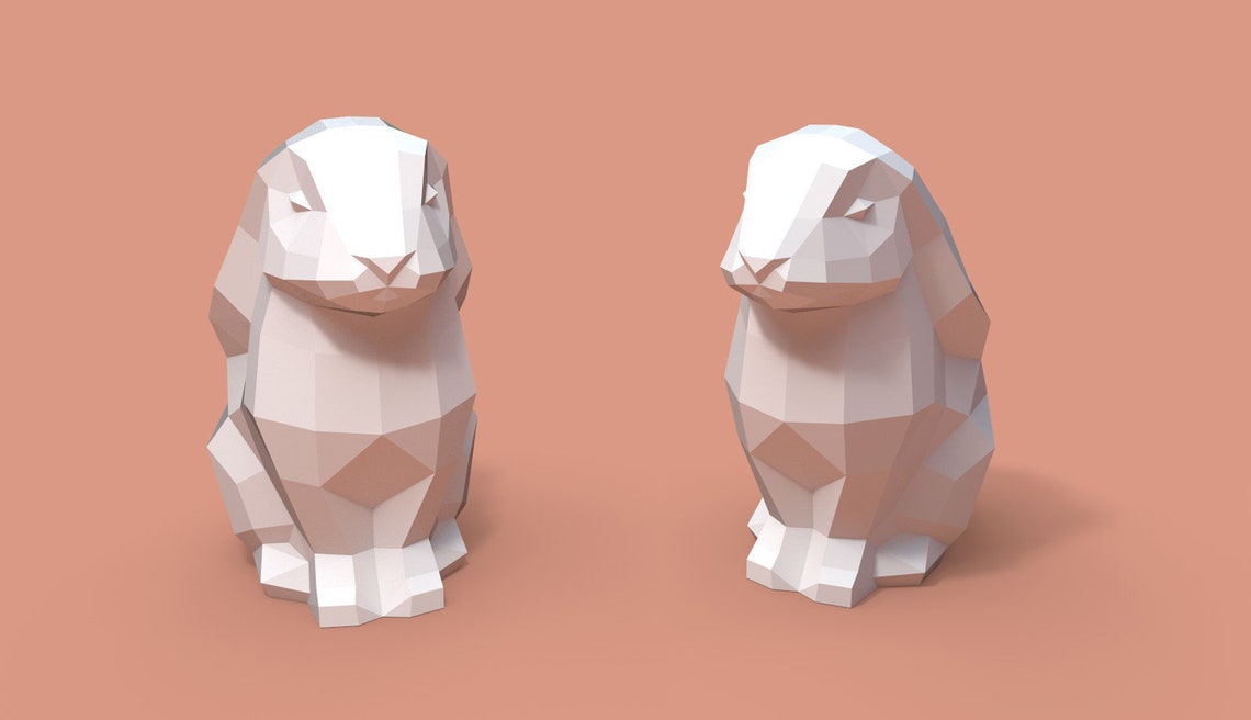 Papercraft 3d SITTING RABBIT BUNNY 3D Low Poly Paper Sculpture - Etsy ...