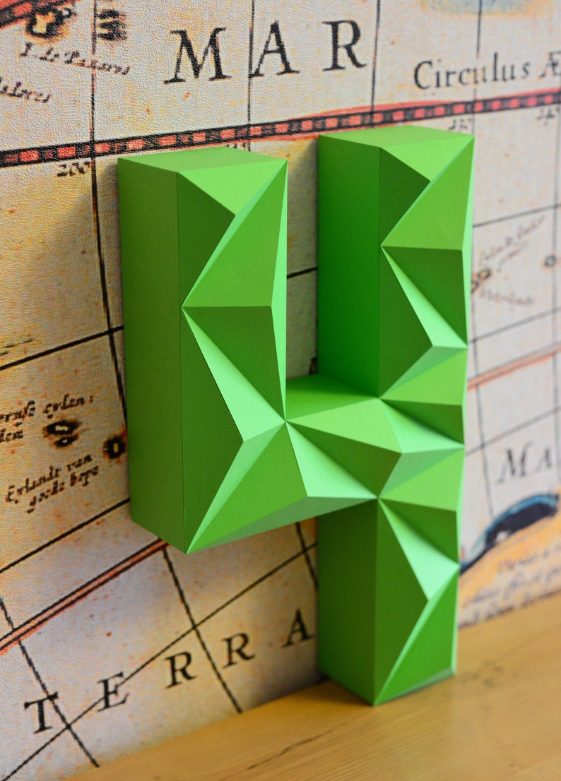 Papercraft 3D FOUR 4 NUMBER Birthday Party Decor Pepakura Low - Etsy