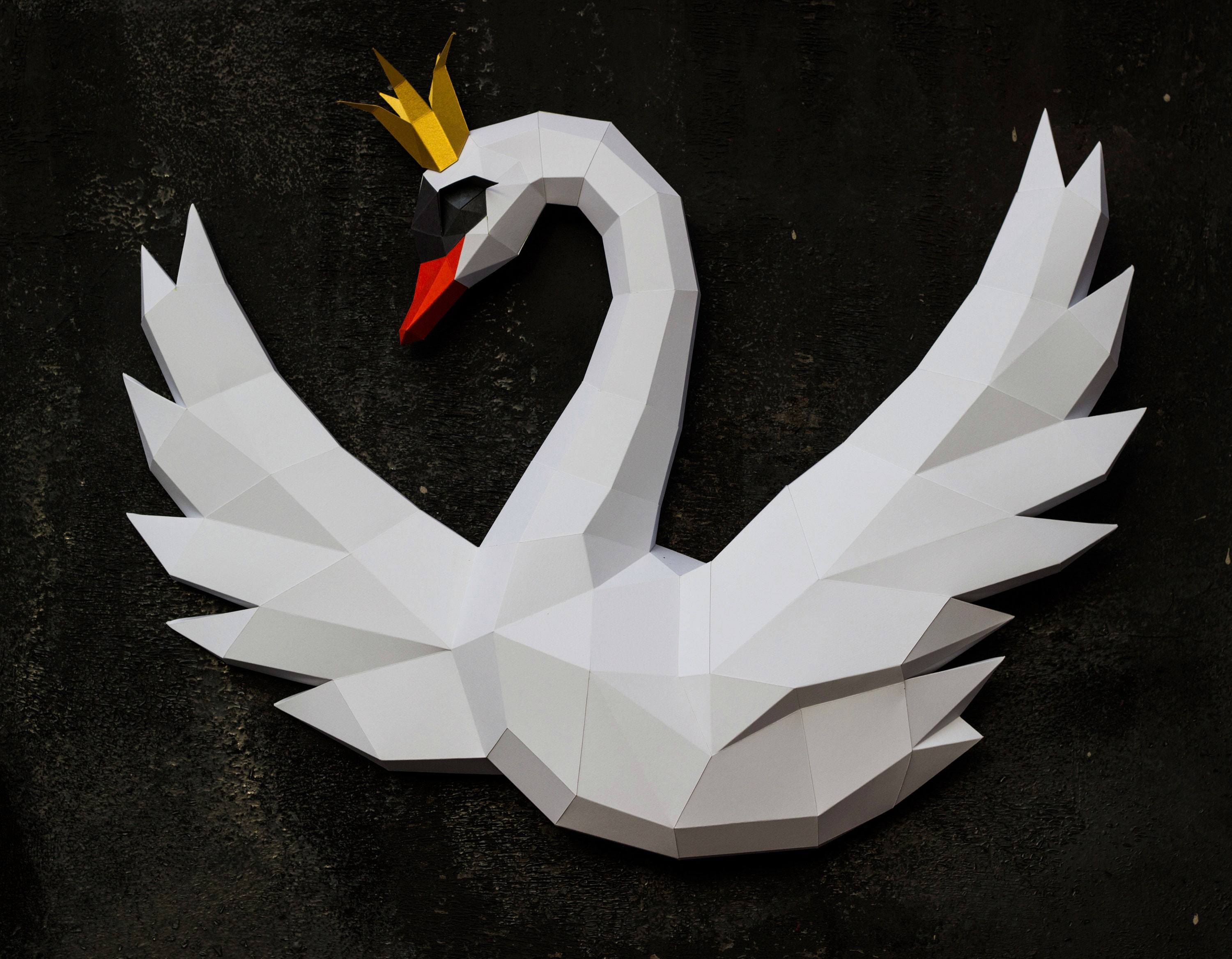 Papercraft 3D SWAN WITH CROWN mirror Version Pepakura Pdf - Etsy Canada
