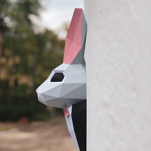 Papercraft 3D RABBIT BUNNY in SUIT Pepakura Low Poly Paper Sculpture ...