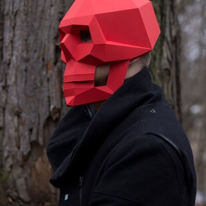 Papercraft 3D SKULL MASK Gothic Halloween Horror Pepakura Carnival Low ...