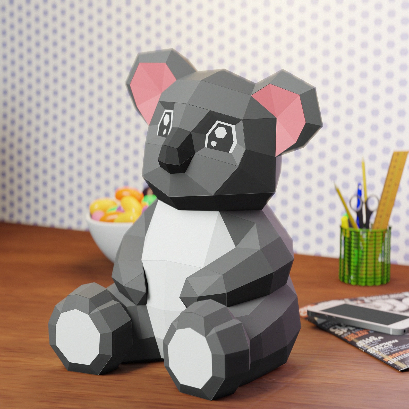 Papercraft 3D BABY KOALA TOY Pepakura Low Poly Paper Sculpture - Etsy