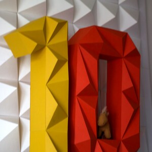 Papercraft 3D ONE 1 NUMBER Birthday Party Decor Pepakura Low Poly Paper ...