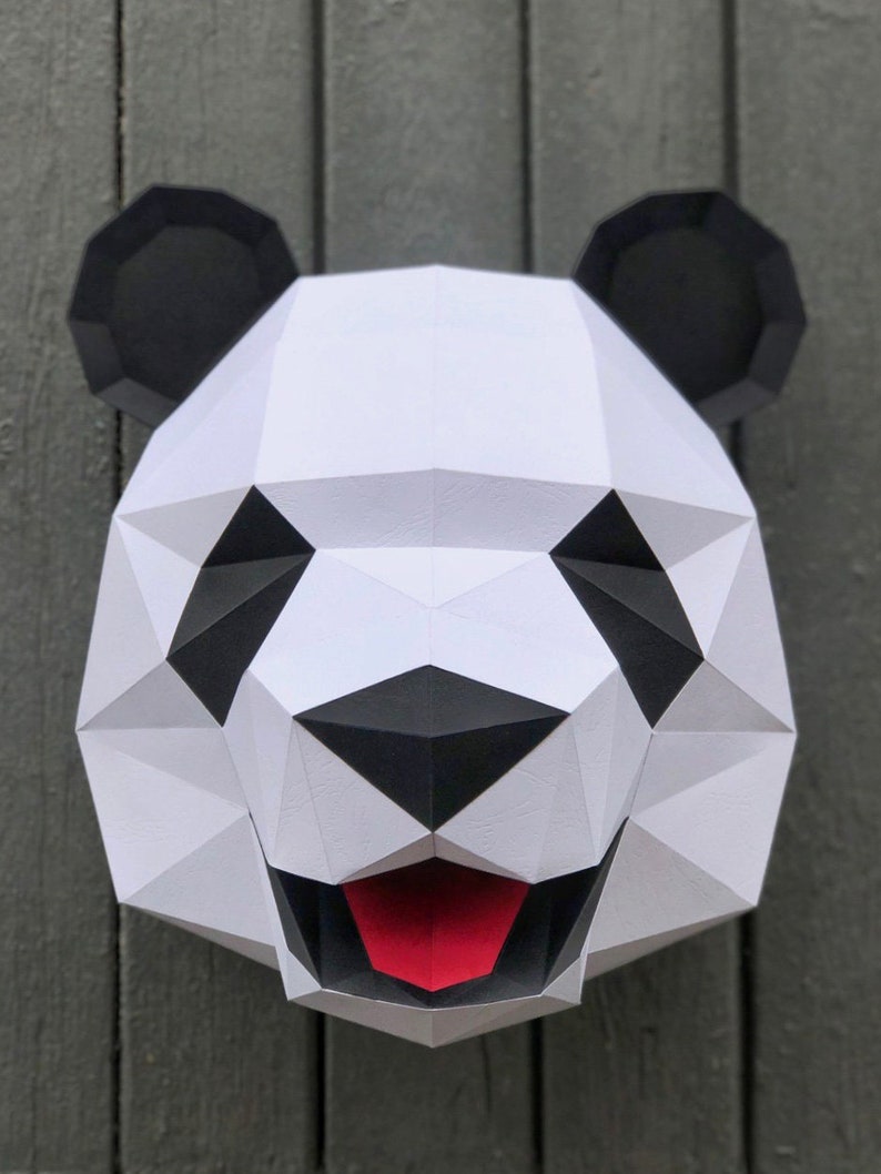 Papercraft 3D PANDA BEAR HEAD Simple Pepakura Low Poly Paper - Etsy