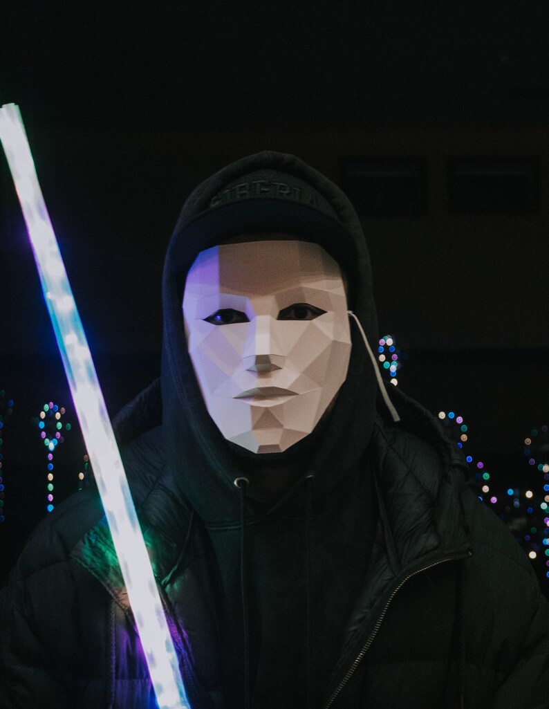 Papercraft 3D PLAIN FACE MASK Halloween Pepakura Faceless | Etsy