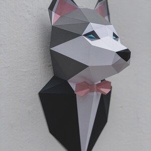 Papercraft 3D HUSKY DOG in SUIT Pepakura Low Poly Paper Sculpture Decor ...