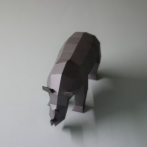 Papercraft 3D RHINOCEROS Low Poly Paper Sculpture DIY Gift Decor Cute ...