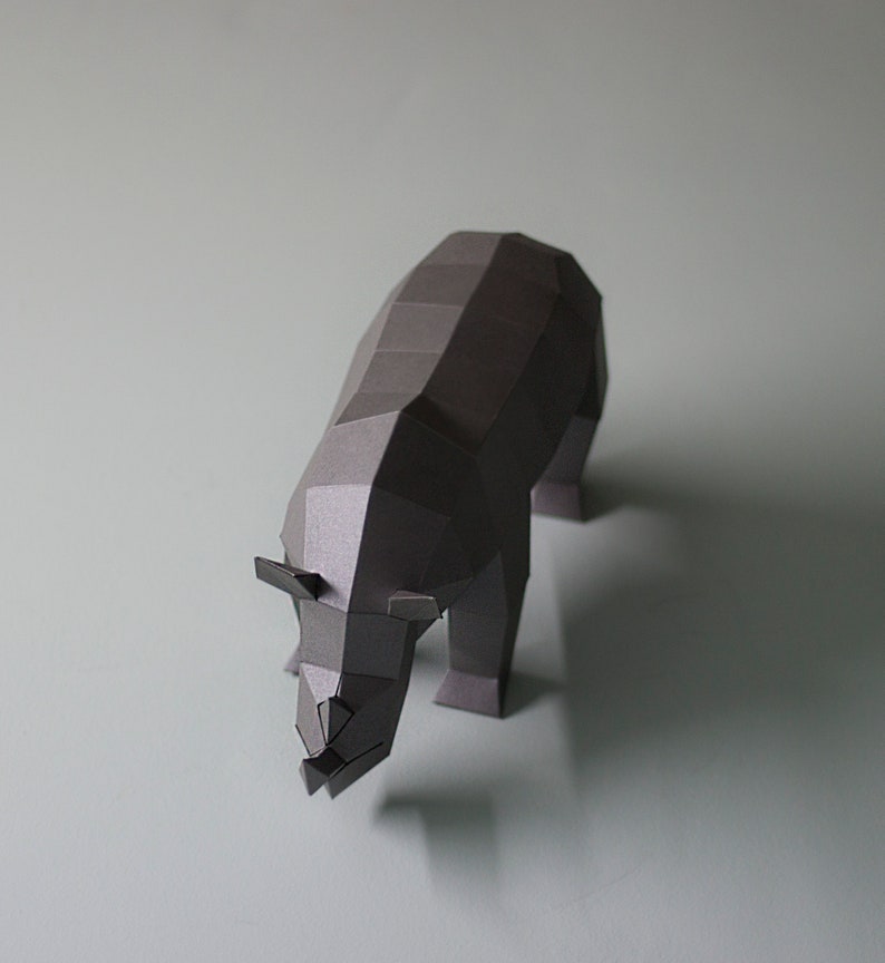 Papercraft 3D RHINOCEROS Low Poly Paper Sculpture DIY Gift - Etsy
