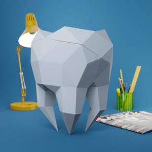 Papercraft 3D TOOTH MOLAR Dental Veneers Low Poly Paper Sculpture Diy ...