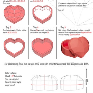 Papercraft 3D HEART BOX Present or Storage Boxes for Valentines Day ...