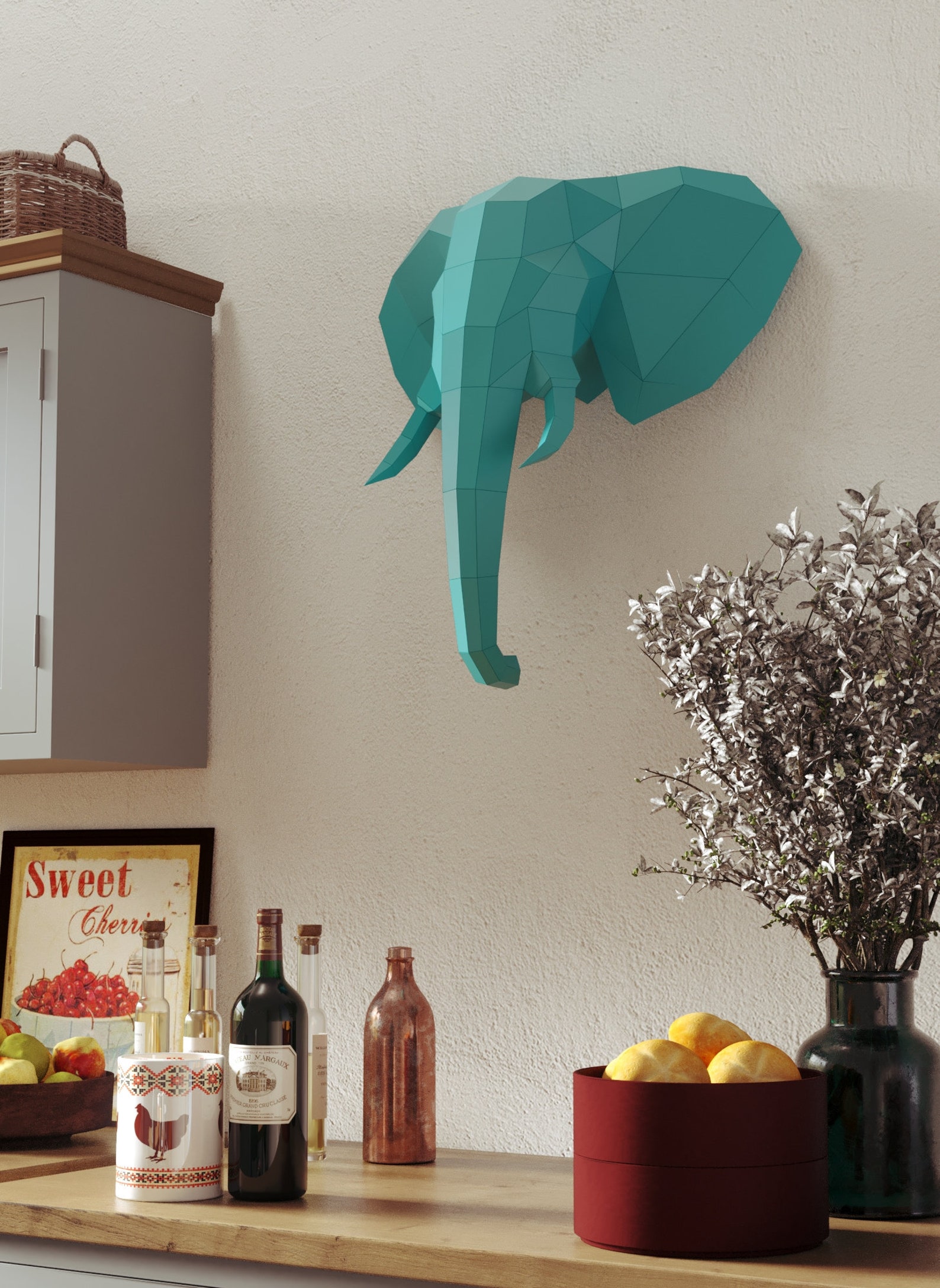 Papercraft 3D ELEPHANT HEAD Pepakura Low Poly Paper Sculpture - Etsy