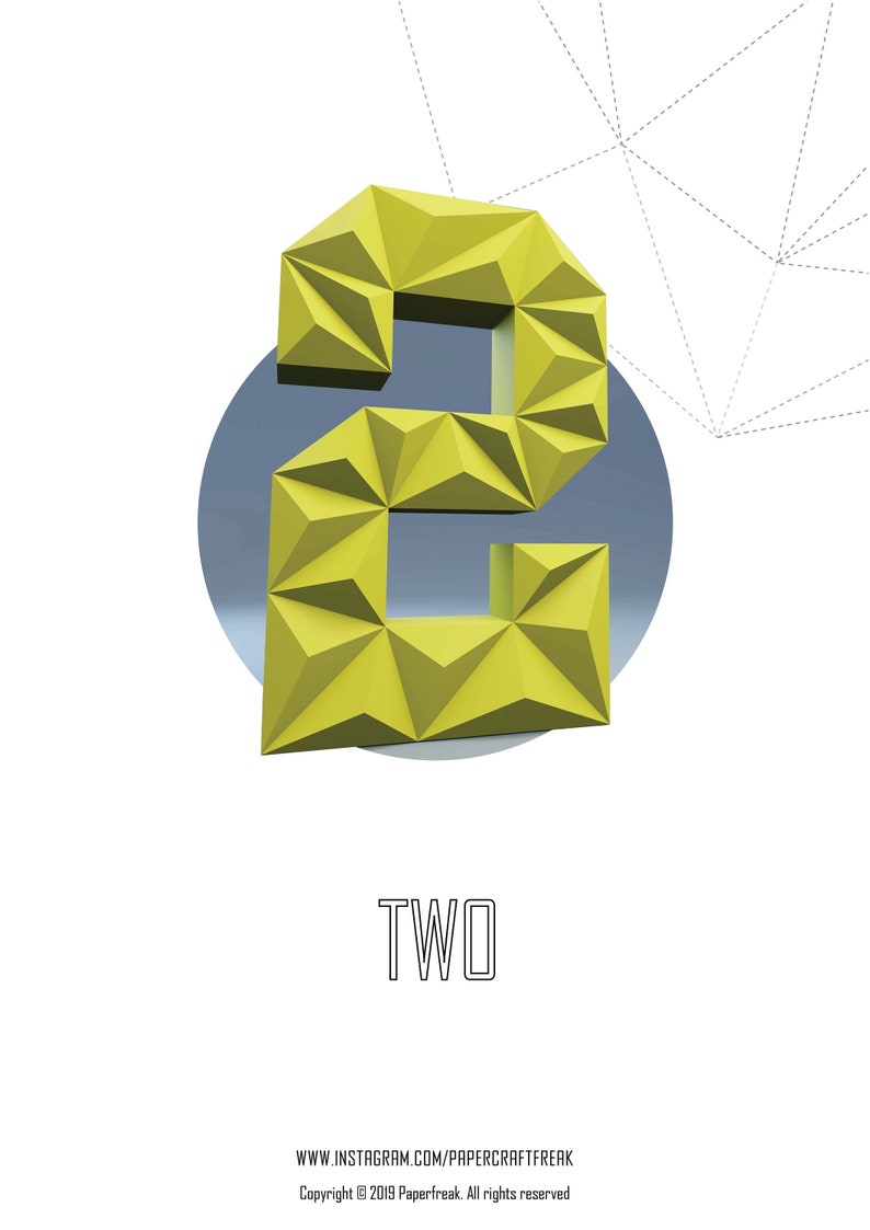 Papercraft 3D TWO 2 NUMBER Birthday Party Decor Pepakura Low - Etsy