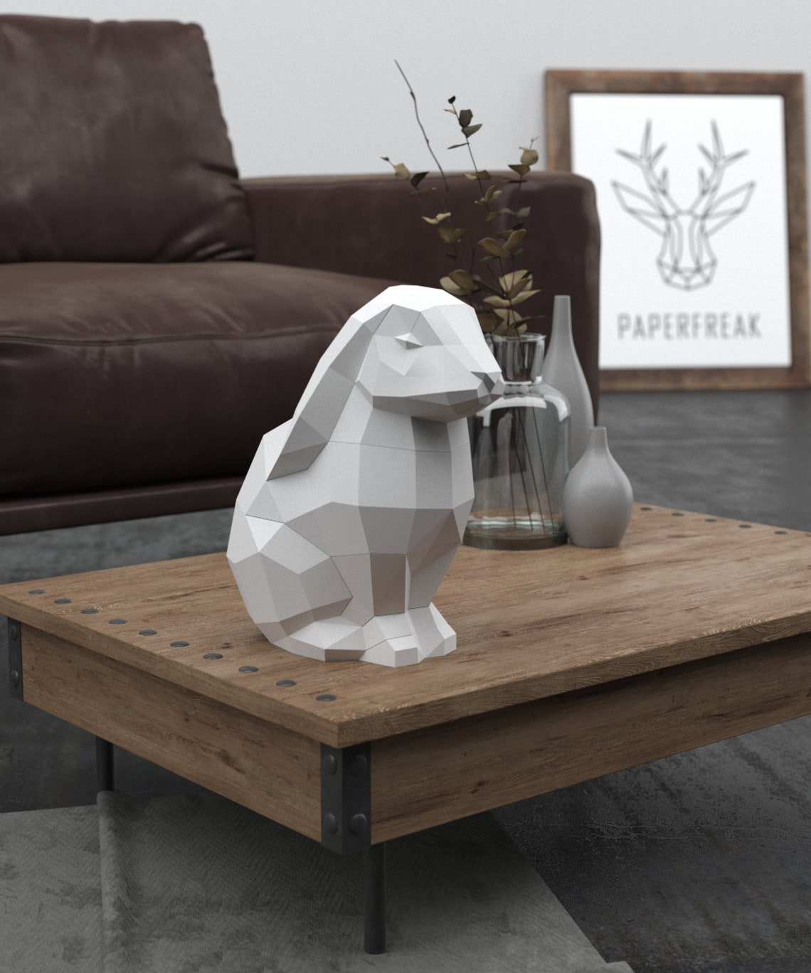 Papercraft 3d SITTING RABBIT BUNNY 3D Low Poly Paper Sculpture - Etsy ...