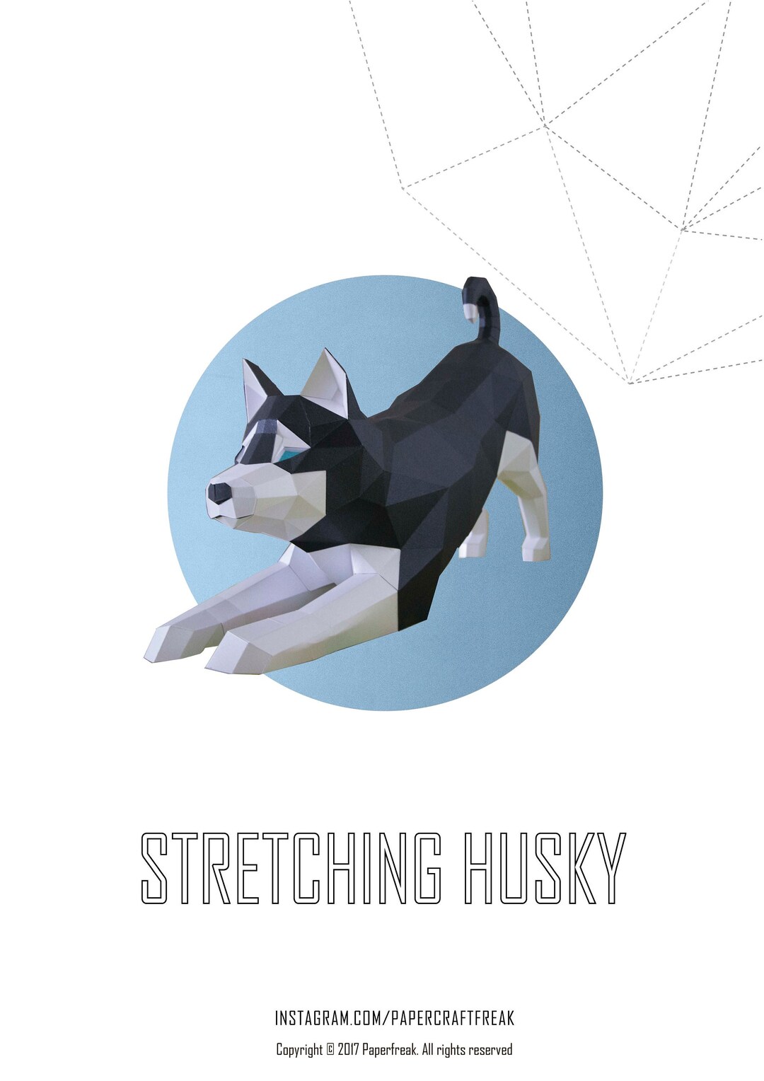 Papercraft 3D STRETCHING HUSKY DOG Puppy Pepakura Pdf Template Low ...