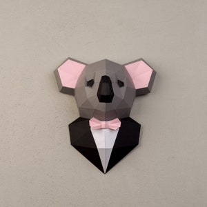 Papercraft 3D KOALA in SUIT Pepakura Low Poly Paper Sculpture Diy Gift ...