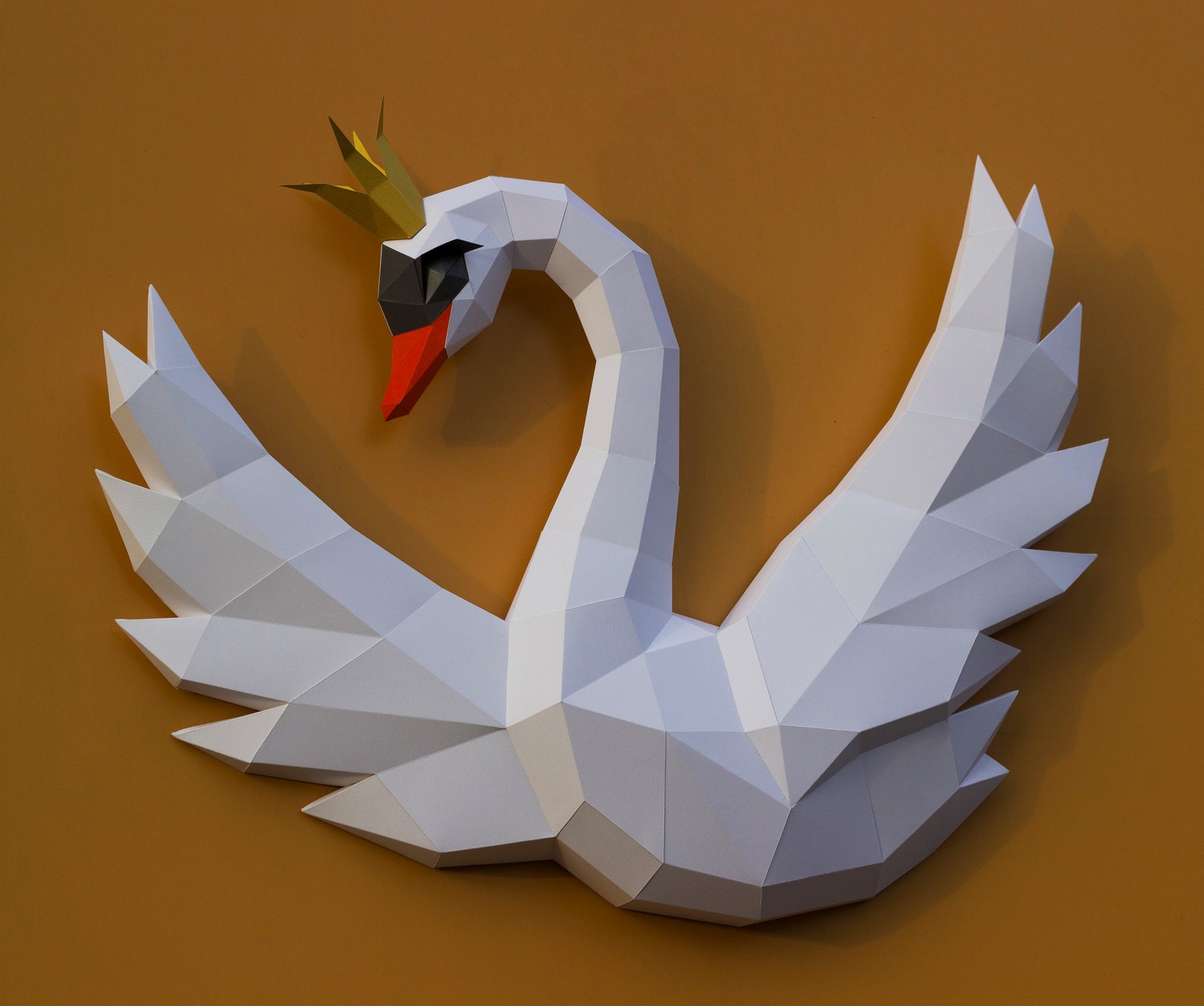 Papercraft 3D SWAN WITH CROWN mirror Version Pepakura Pdf | Etsy