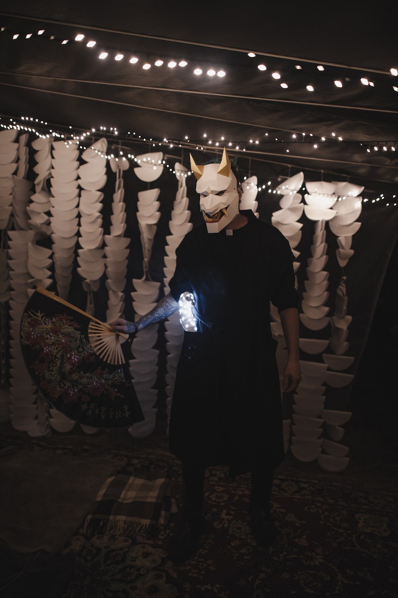 Papercraft 3D DEMON ONI MASK Japanese Devil Samurai Halloween - Etsy