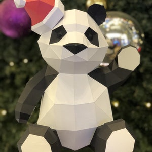 Papercraft 3D PANDA BEAR TOY Figure Pepakura Low Poly Paper Sculpture ...