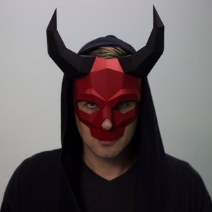 Papercraft 3D HORNED SKULL Half MASK 1 Halloween Demon Pepakura Kinky ...