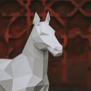 Papercraft 3D STANDING HORSE Low Poly Paper Sculpture DIY Decor Nursery ...