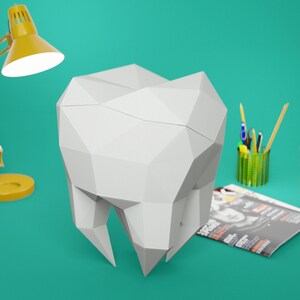 Papercraft 3D TOOTH MOLAR Dental Veneers Low Poly Paper Sculpture Diy ...