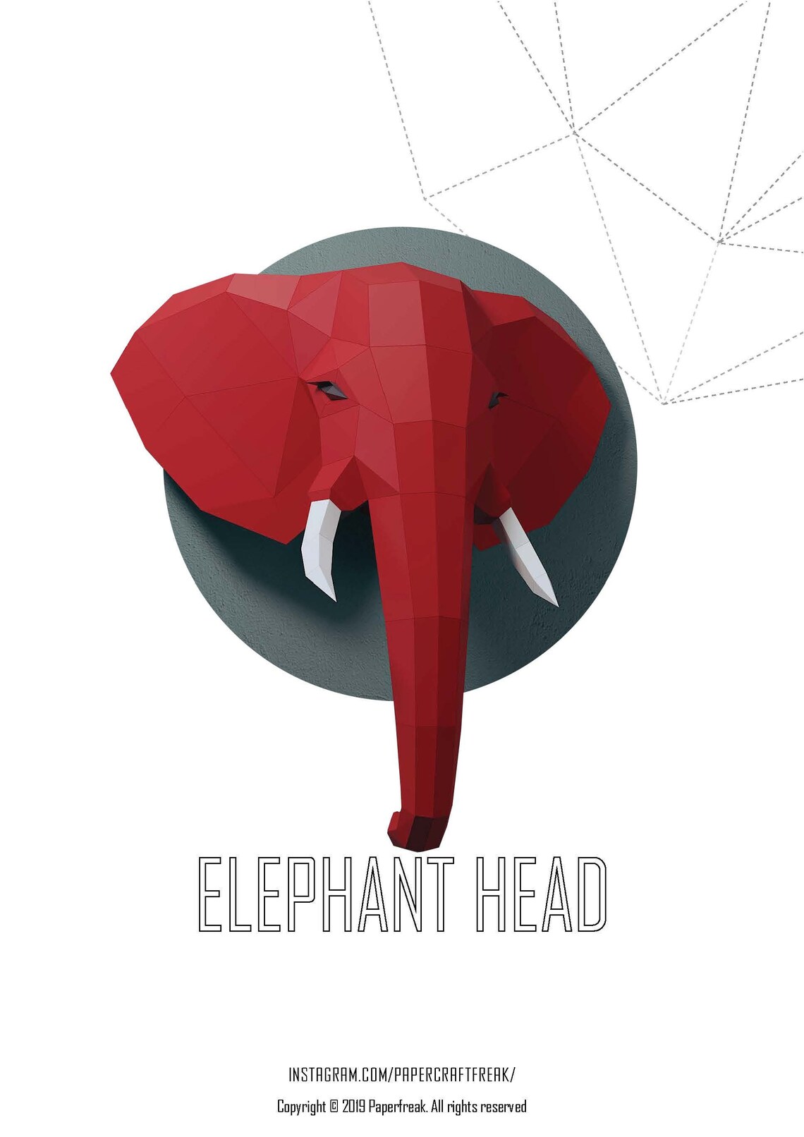 Papercraft 3D ELEPHANT HEAD Pepakura Low Poly Paper Sculpture - Etsy