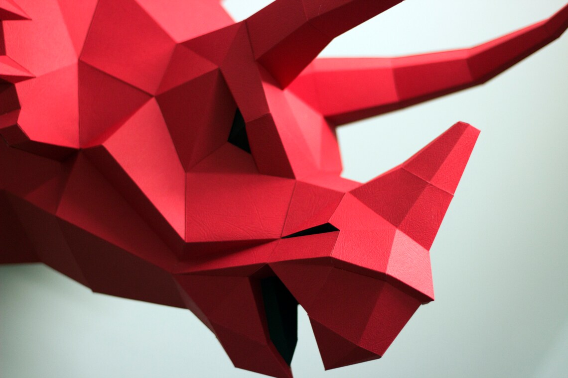 Papercraft Dinosaur TRICERATOPS HEAD 3D Low Poly Paper | Etsy