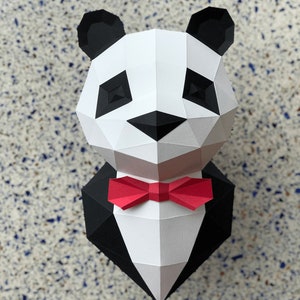 Papercraft 3D PANDA BEAR in SUIT Pepakura Low Poly Paper Sculpture Diy ...