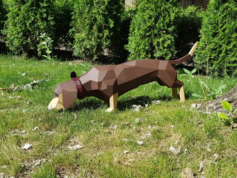 Papercraft 3d DACHSHUND DOG PUPPY Low Poly Paper Sculpture Diy - Etsy