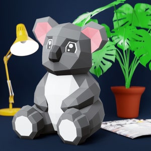 Papercraft 3D BABY KOALA TOY Pepakura Low Poly Paper Sculpture Diy Gift ...